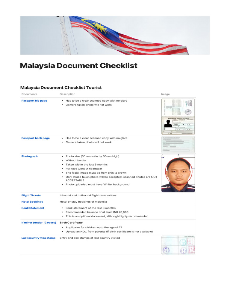 Malaysia Document Checklist | PDF