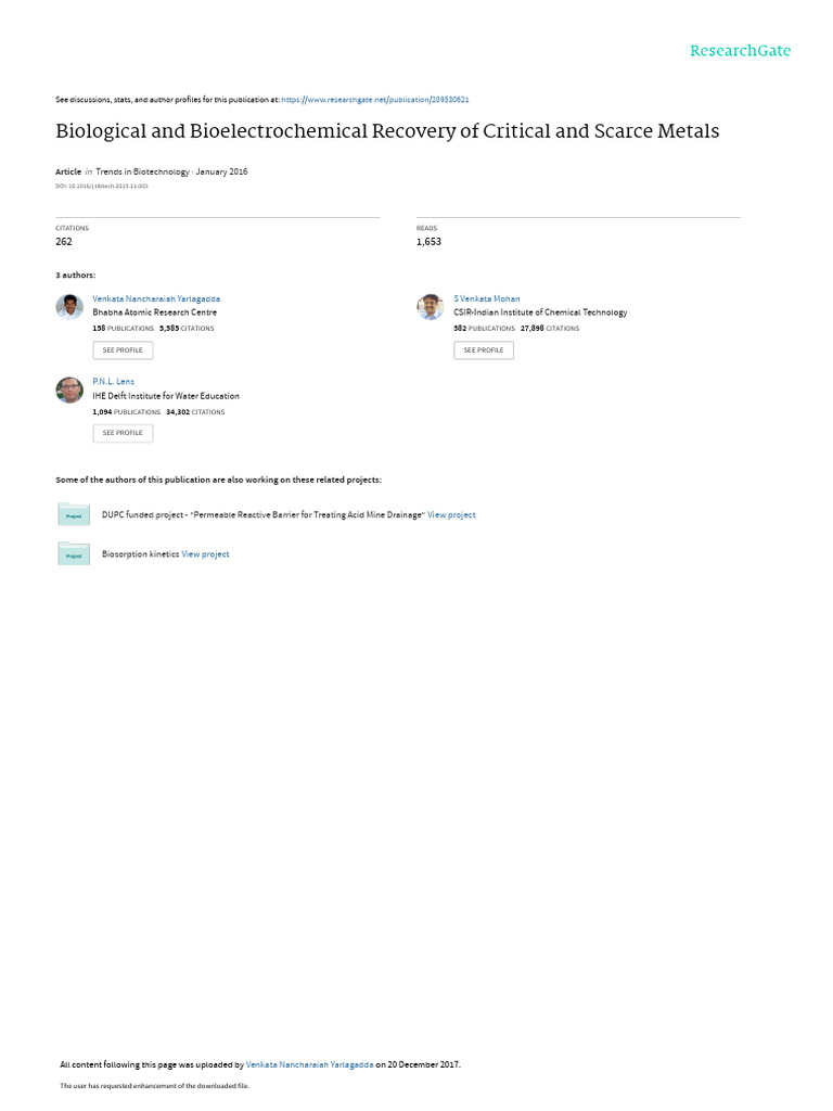 Biological and Bioelectrochemical Recovery of Critical and Scarce ...