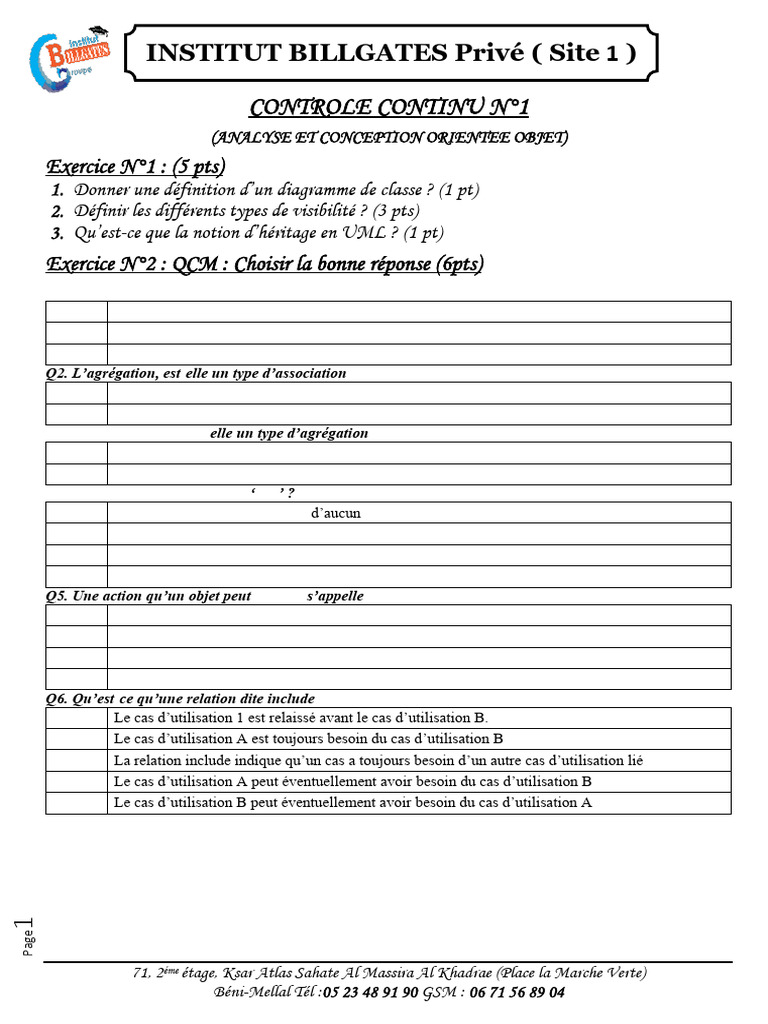 Controle UML N1 2023 | PDF