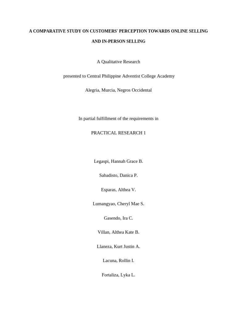 A Comparative Study On Customers Perception Towards Online Selling and ...