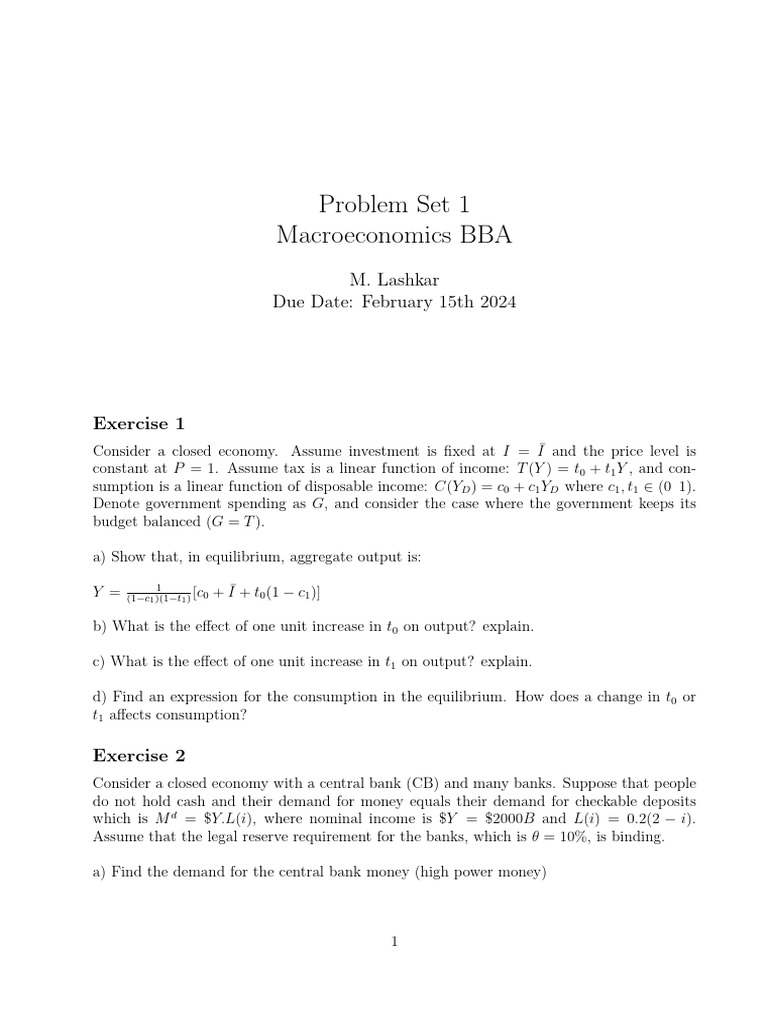 Macro Problem Set 1 | PDF