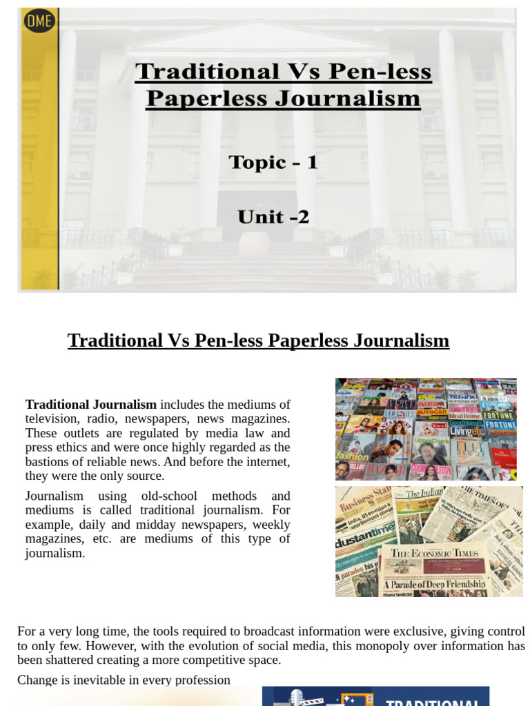 Traditional Vs Penless Journalism | PDF