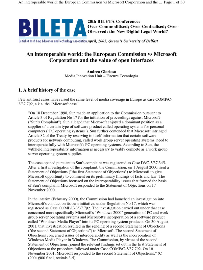An Inter Operable World - The European Commission Vs Microsoft ...