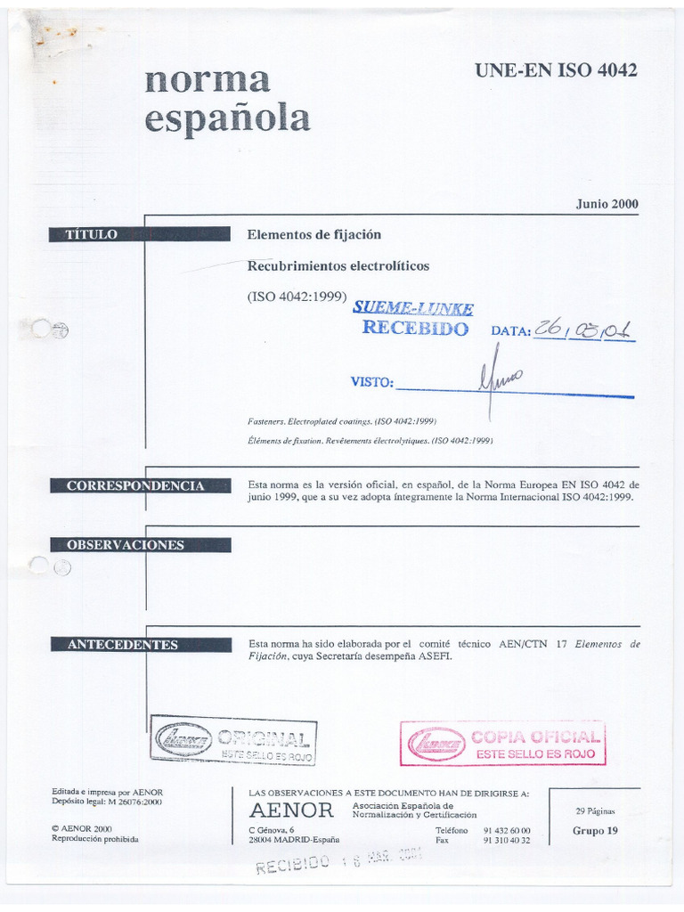 Une en Iso 4042 | PDF