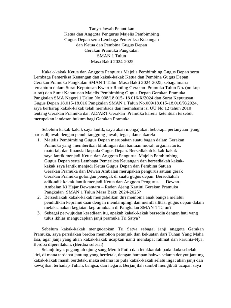 Tanya Jawab Pelantikan | PDF