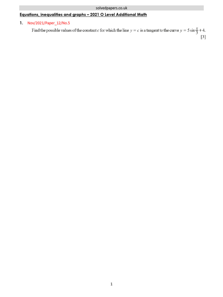 2021 O Level Additional Math Papers | PDF