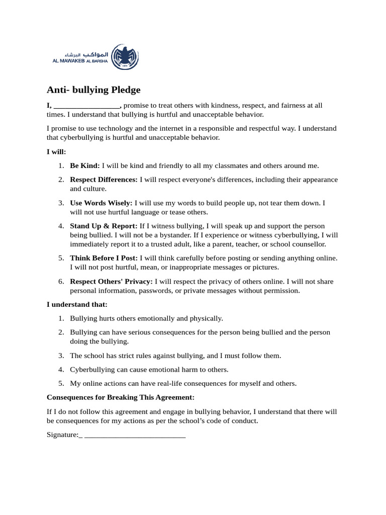 Anti-Bullying Pledge | PDF