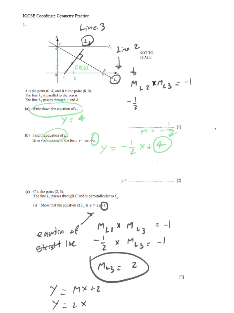 IGCSE Coordinate Geometry Practice | PDF