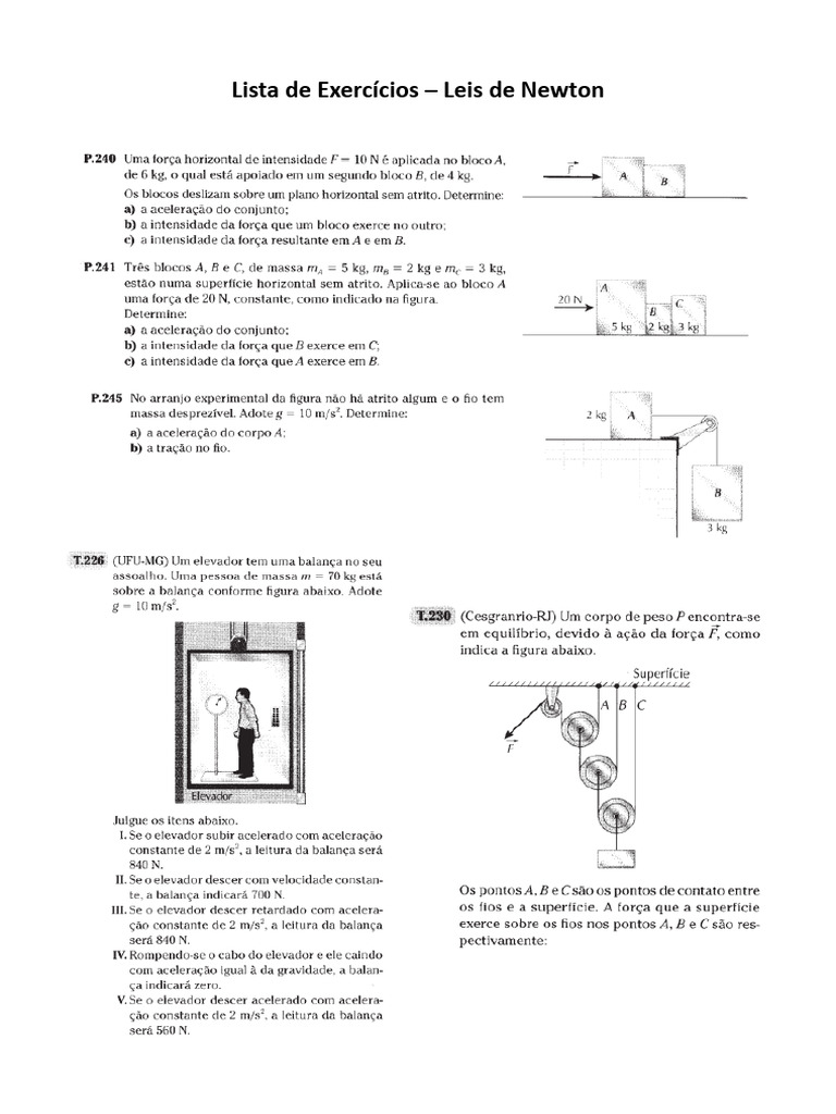 Lista de Exercícios de Leis de Newton | PDF