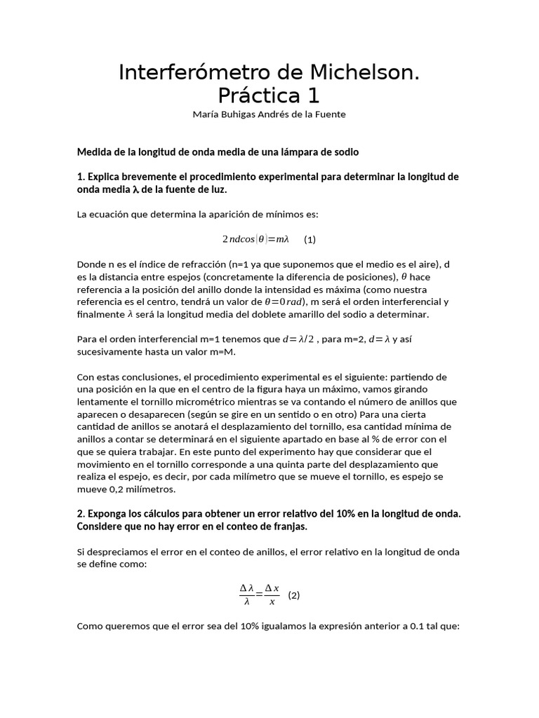 Interferómetro de Michelson | PDF