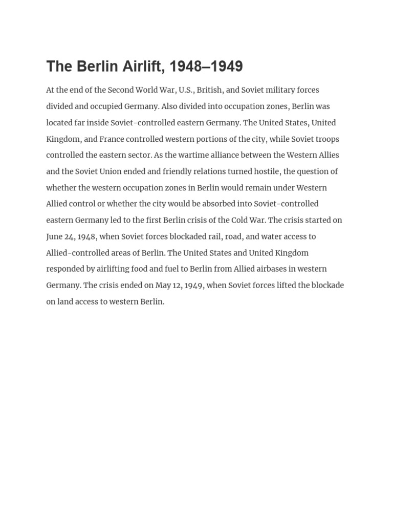 Berlin Airlift Notes | PDF