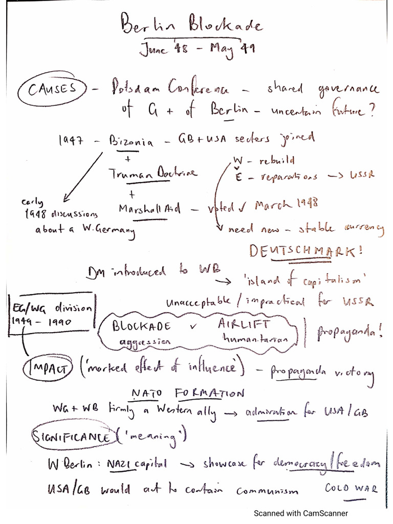 Berlin Blockade - Handwritten Notes | PDF