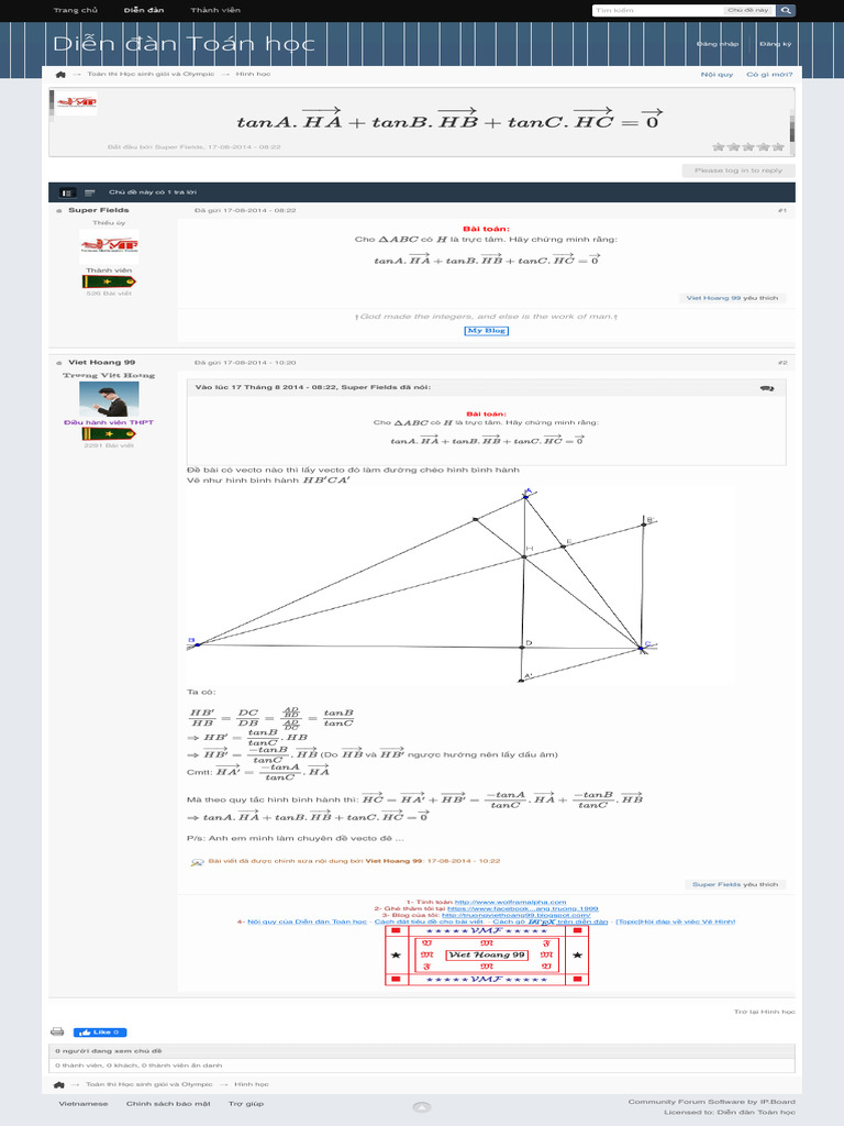 $$tana - Overrightarrow (HA) +tanb - Overrightarrow (HB) +tanc - Overrightarrow (HC ...
