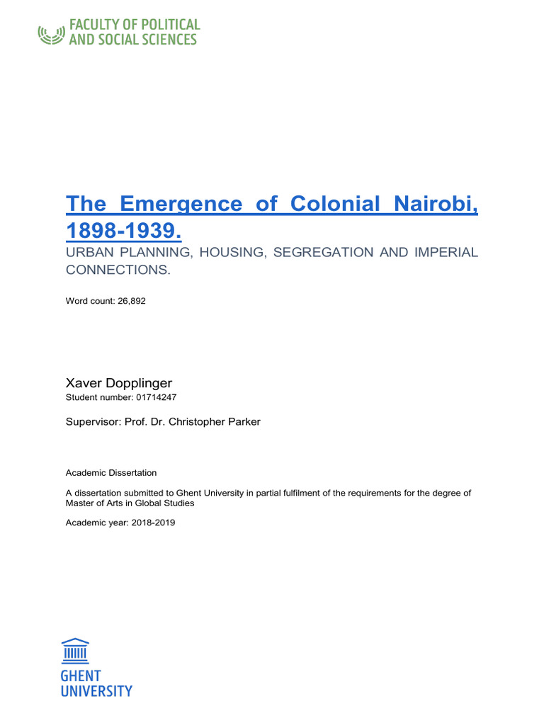 The Emergence of Colonial Nairobi, 1898-1939.: Urban Planning, Housing ...