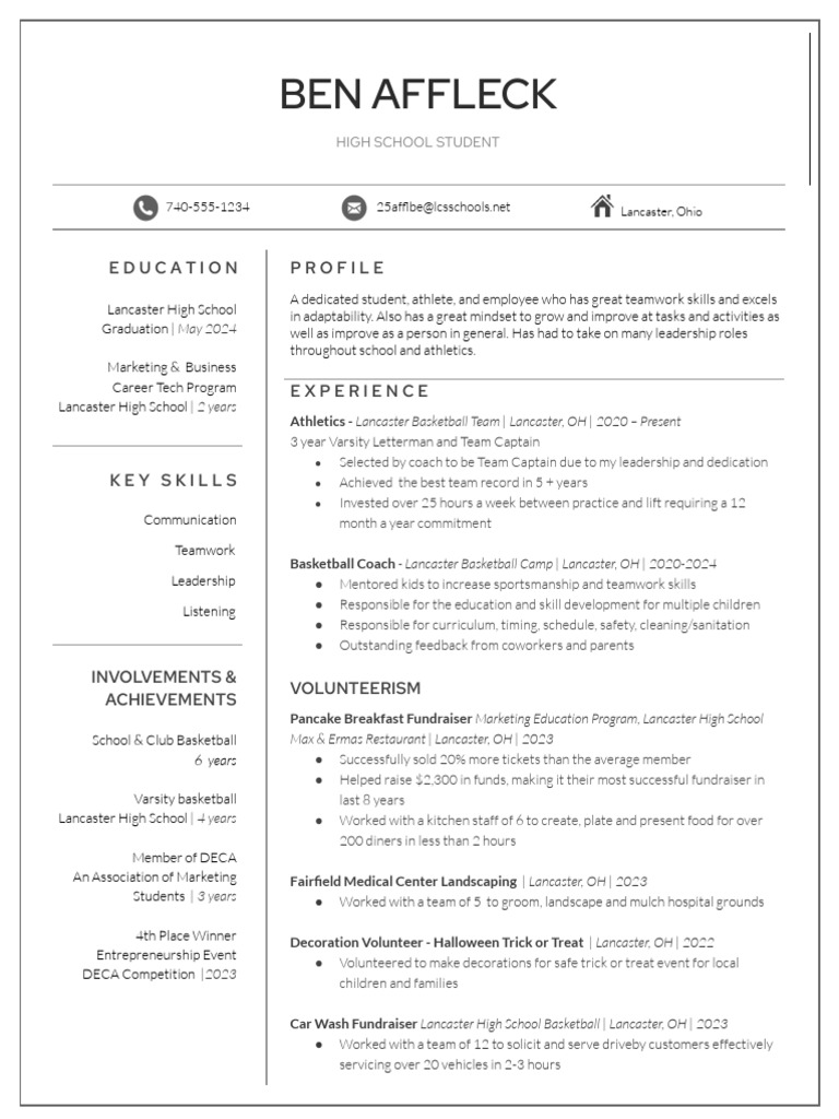 BREYER BABBS - Ben Affleck Resume Sample | PDF