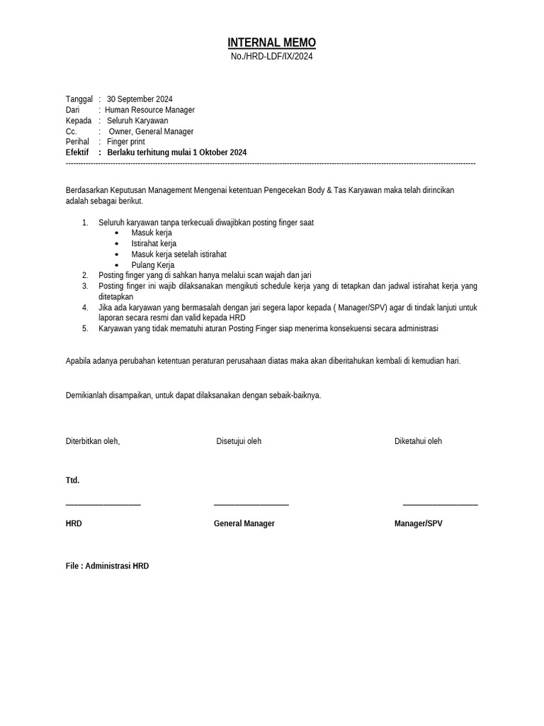 Internal - Memo Finger Print | PDF
