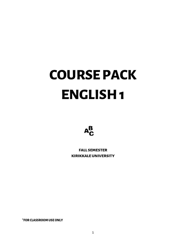 Course Pack English 1 Course Pack English 1 Course Pack: Fall Semester ...