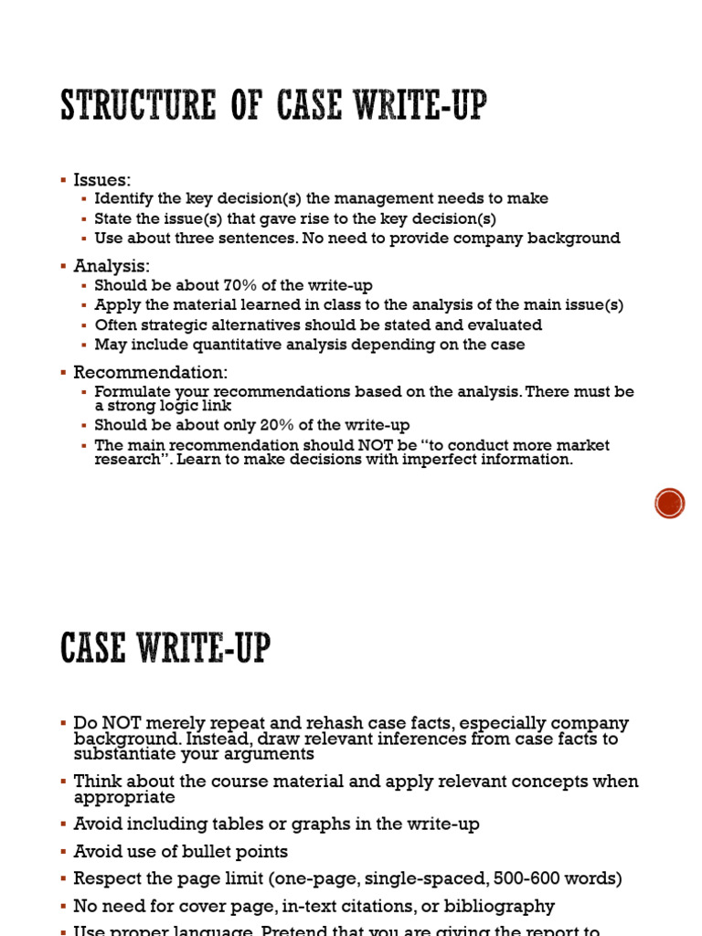 Structure of Case Write-Up - Updated | PDF