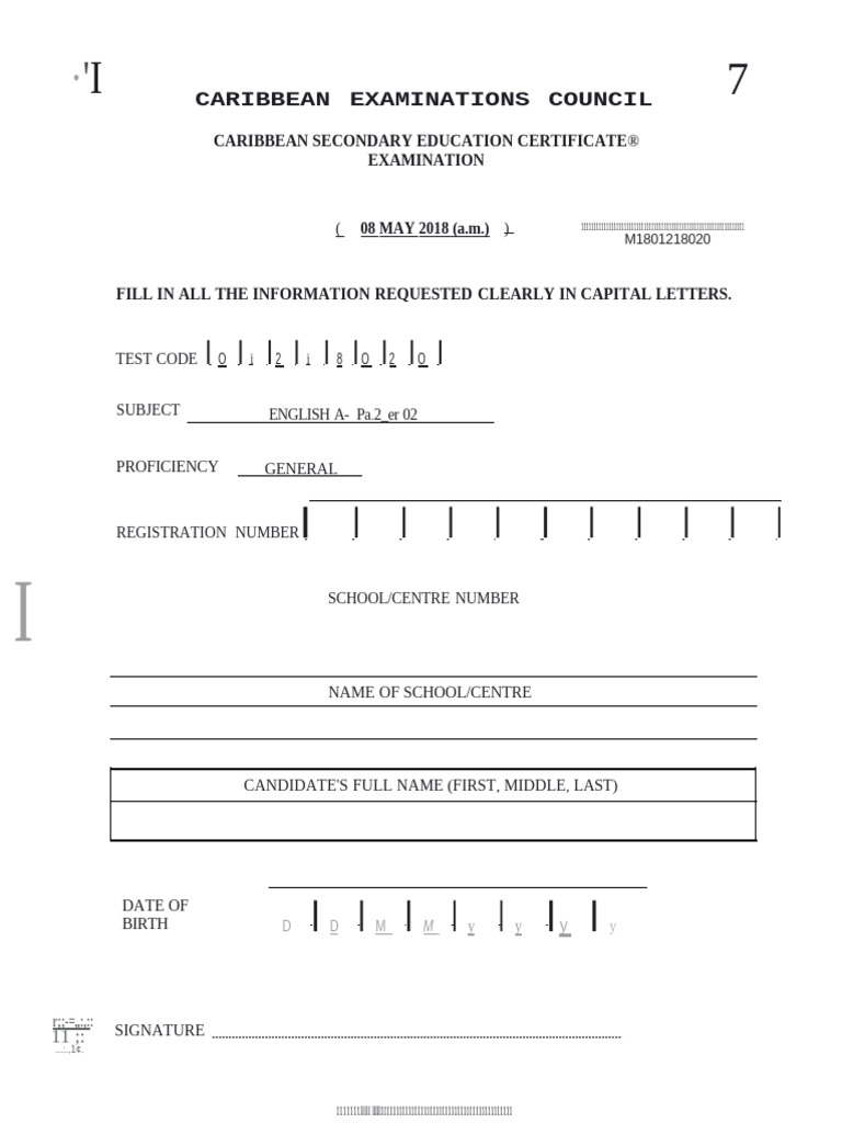 English A - Paper 2 - 2018 | PDF