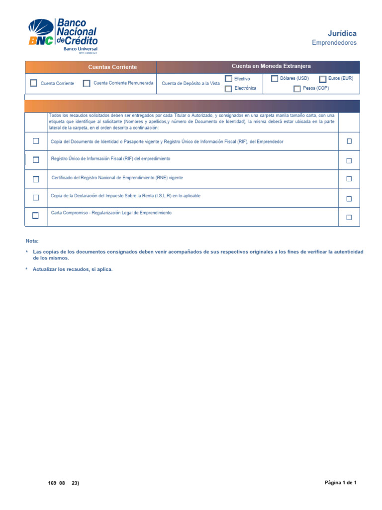 Cuenta Corriente Emprendedores | PDF
