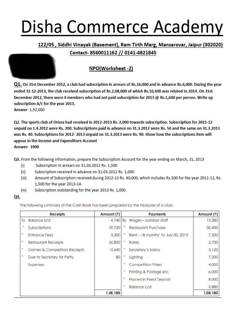 NPO Work sheet (1) | PDF