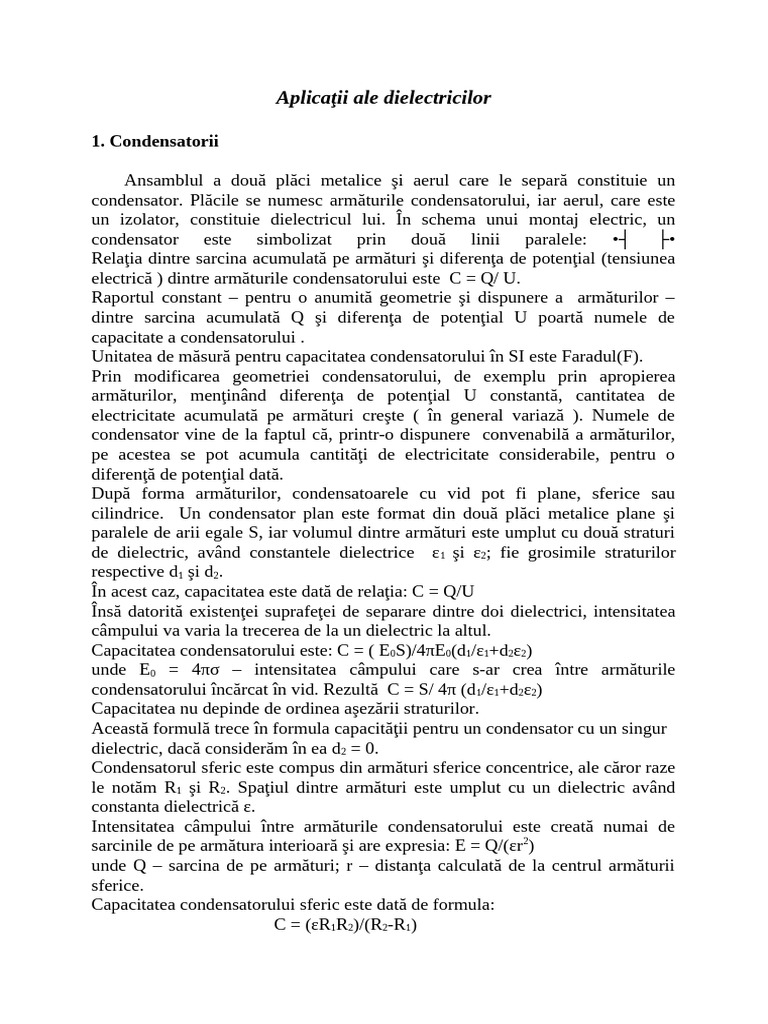 Aplicatii Ale Dielectricilor | PDF