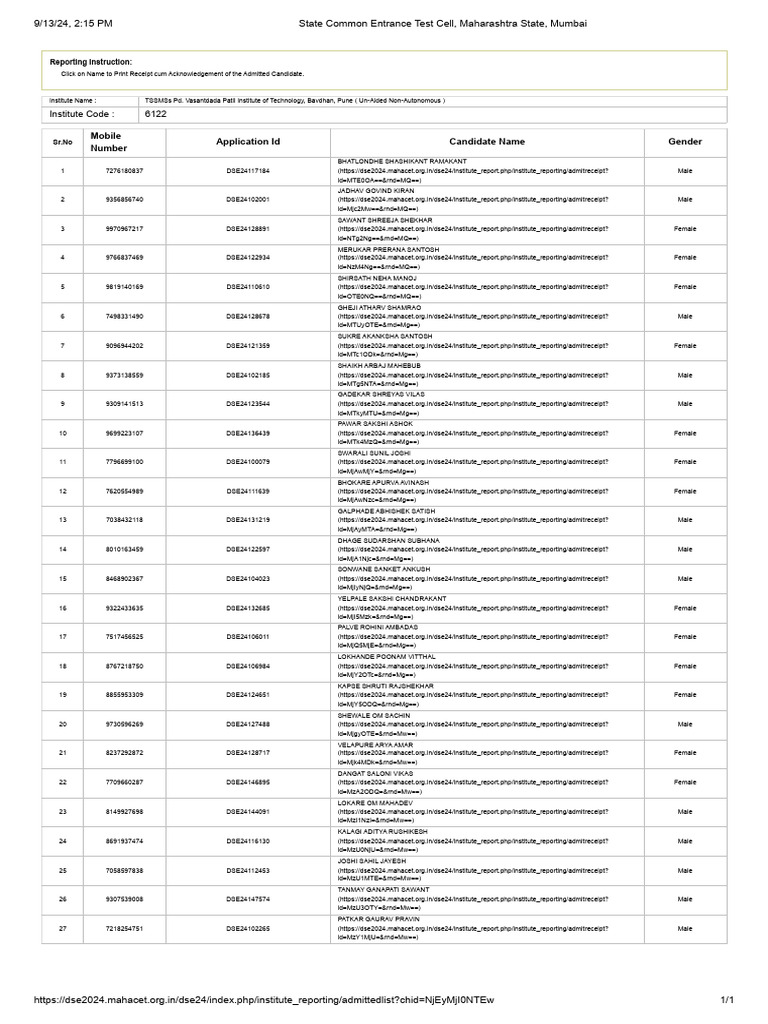 DSE Computer Admitted Students List | PDF