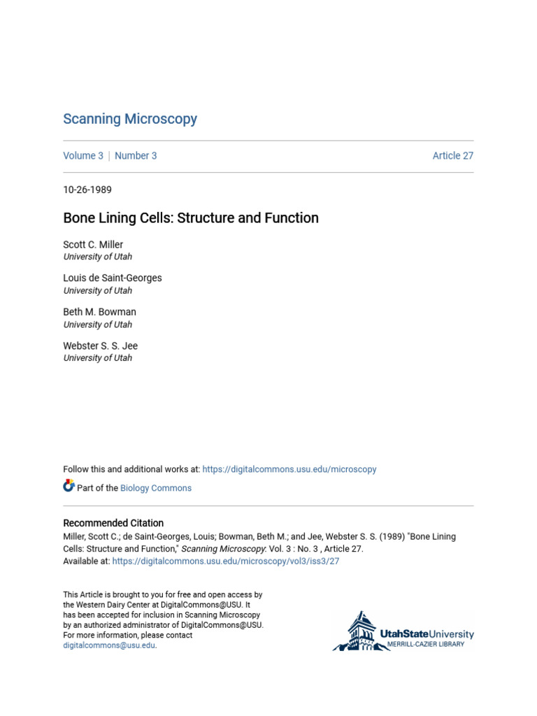 Bone Lining Cells_ Structure and Function | PDF