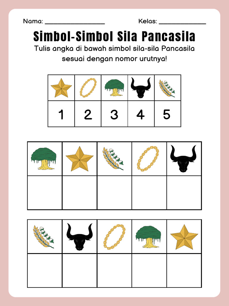 Simbol-Simbol Sila Pancasila Pink Putih Ilustratif | PDF