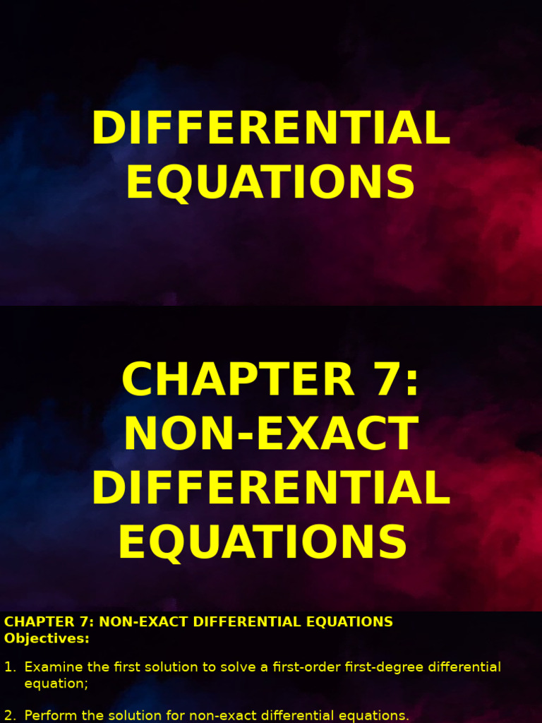 Chapter 7 Non Exact Differential Equation | PDF