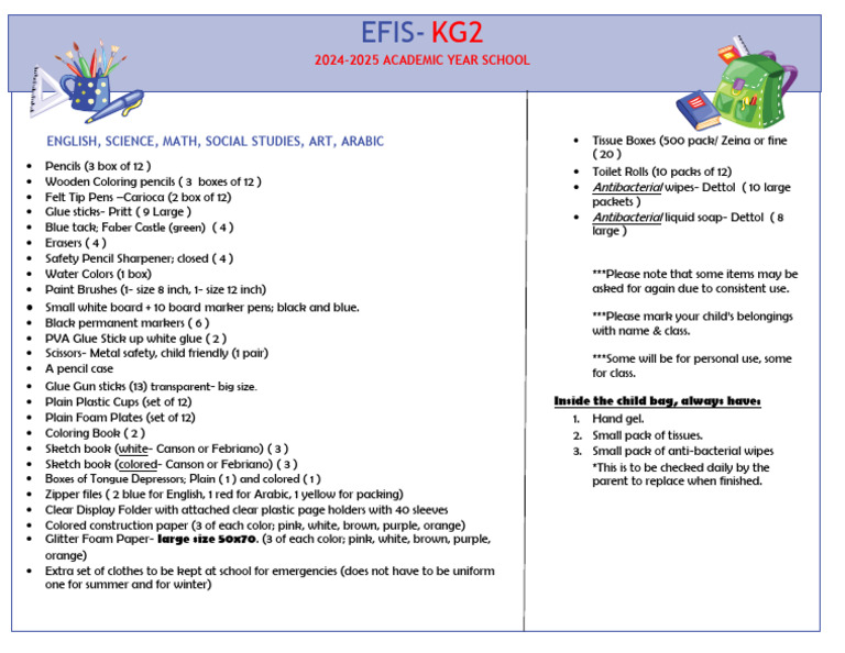 KG2 Supply List 24 - 25 4 | PDF