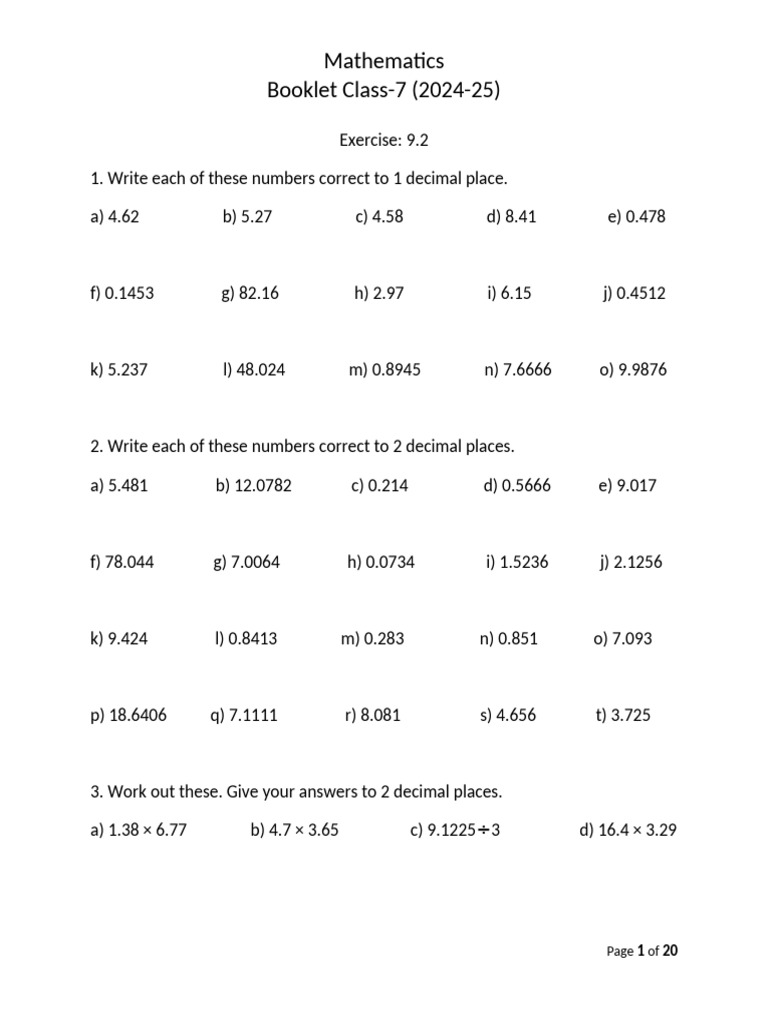 Class-7 Booklet. | PDF