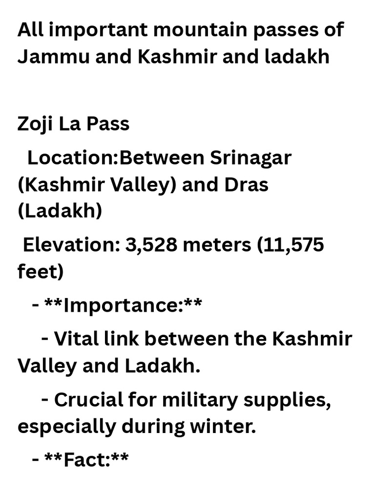 Here’s a detailed list of all the important mountain passes in Jammu ... Here’s a detailed list of all the important mountain passes in Jammu ...