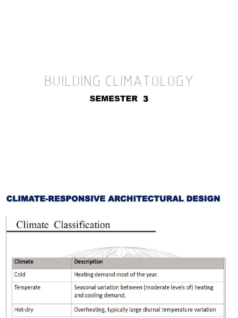 Building Climatology Module 4 | PDF