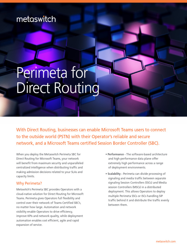 Metaswitch Perimeta SBC For Microsoft Direct Routing Brochure | PDF