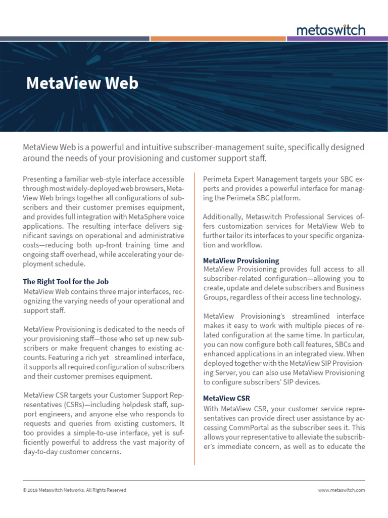 Metaswitch Metaview Web | PDF | Informatique