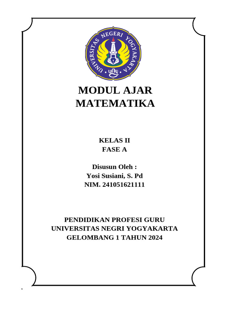 Modul Ajar Matematika Kelas 2 Kurmer | PDF