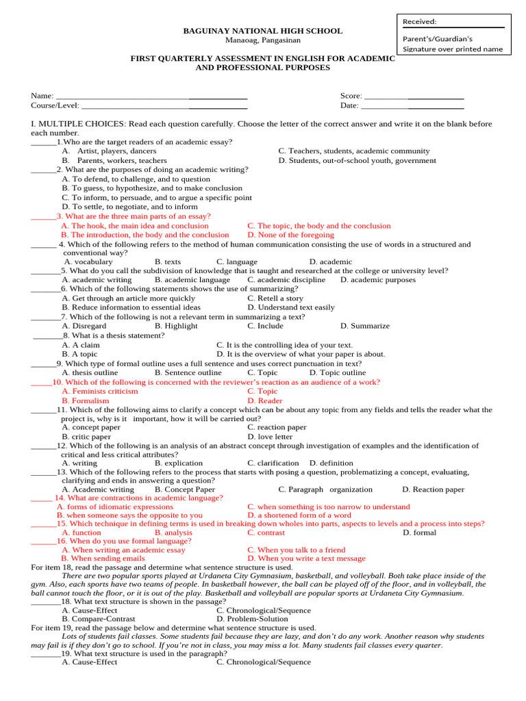 EXAM-EAAP-Q1 To Be Edited | PDF | Information | Concept