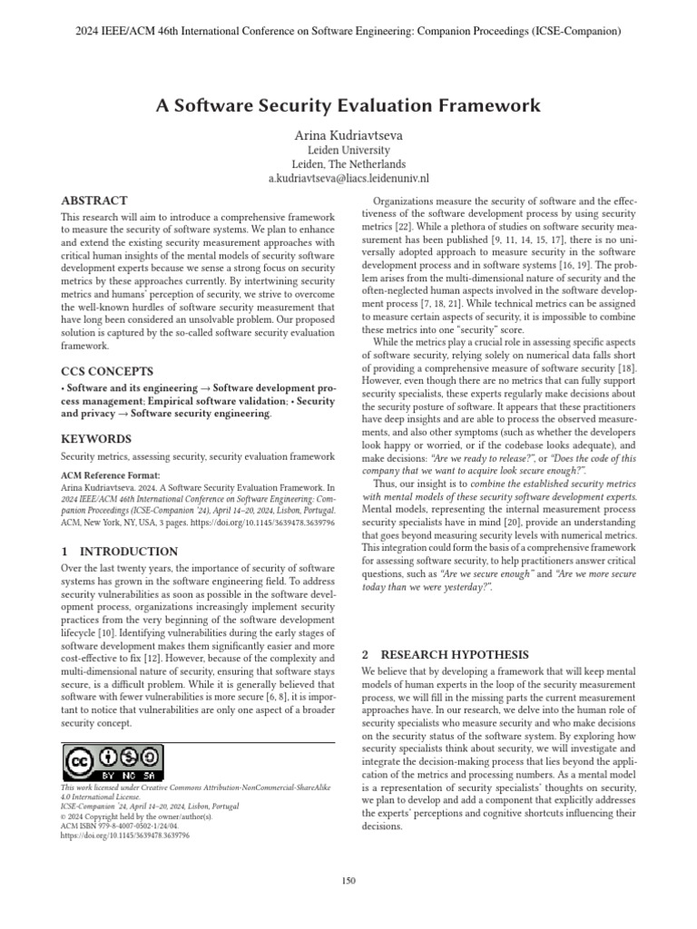 A Software Security Evaluation Framework Pdf