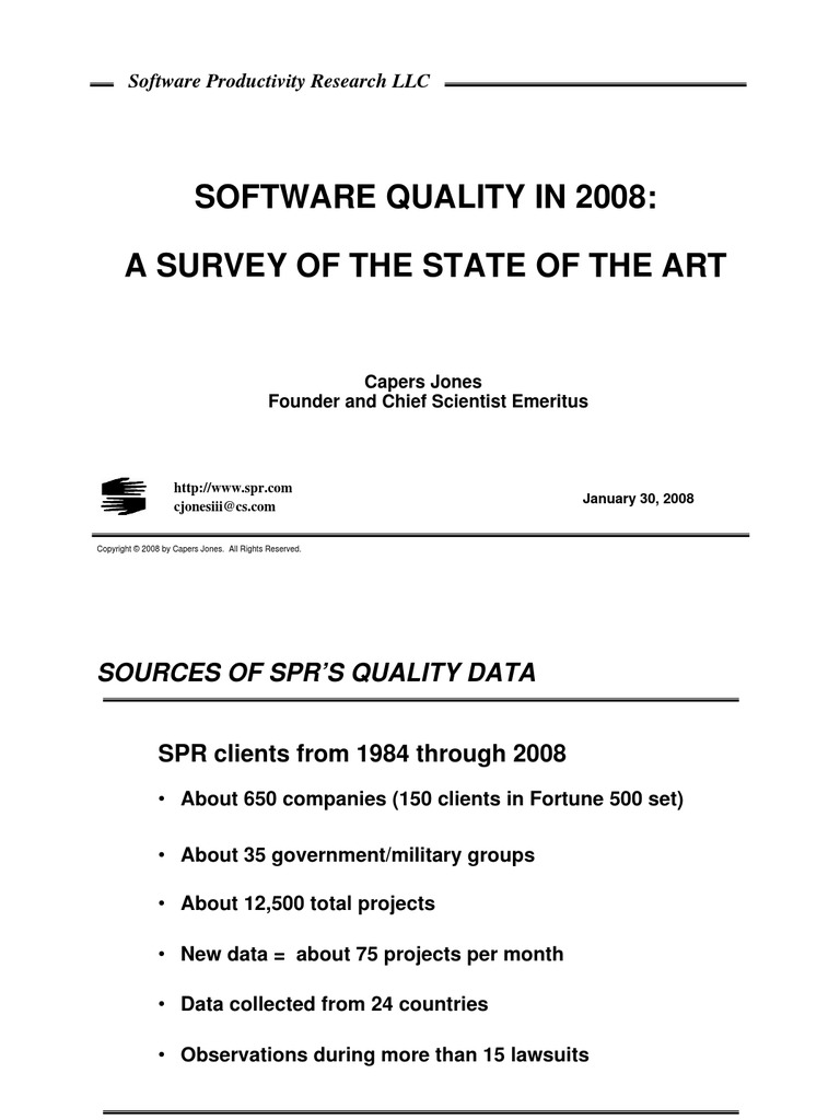 Capers Jones Software Quality in 2008 | PDF | Software Bug | Data Quality
