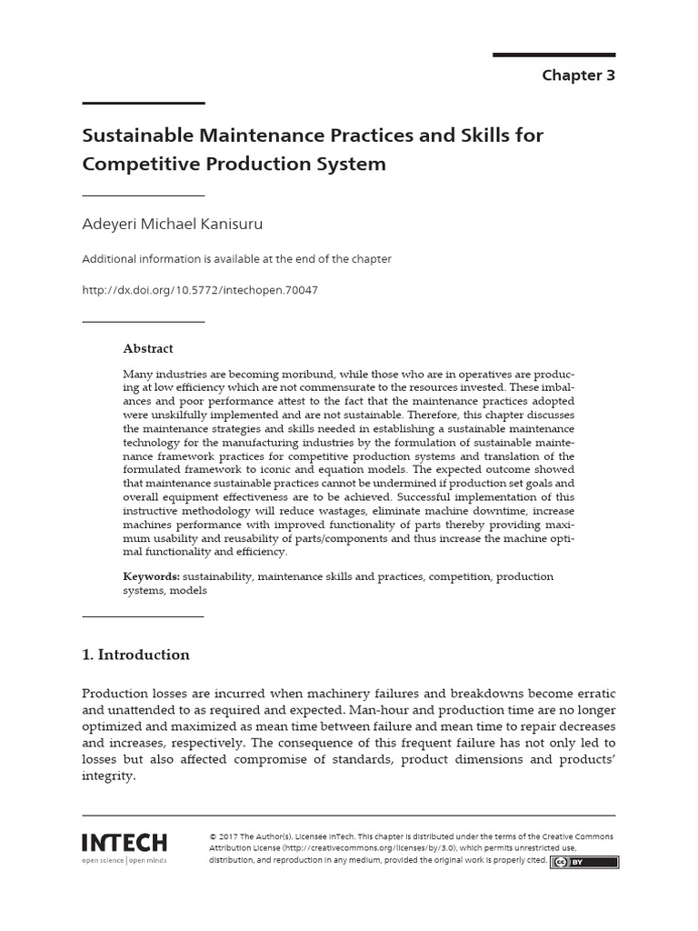 Sustainable Maintenance Practices and Skills For Competitive Production ...