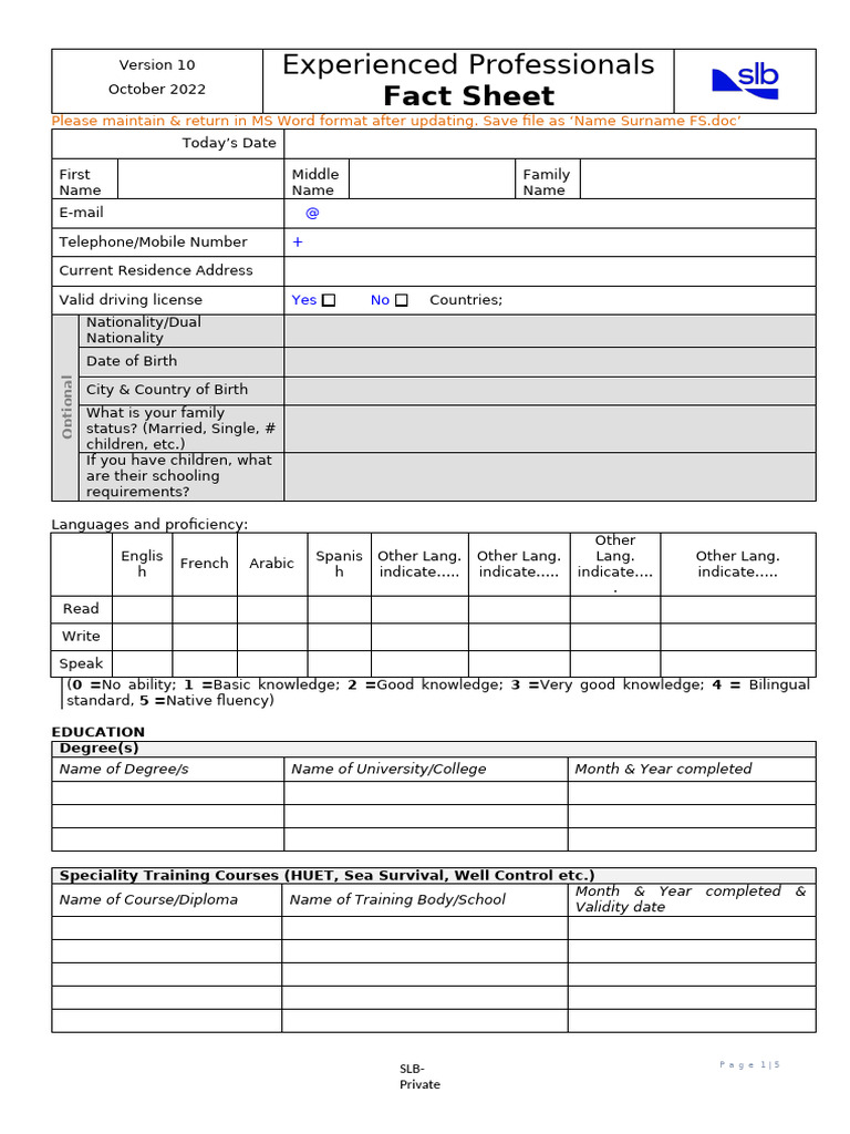 SLB Candidate Fact Sheet | PDF