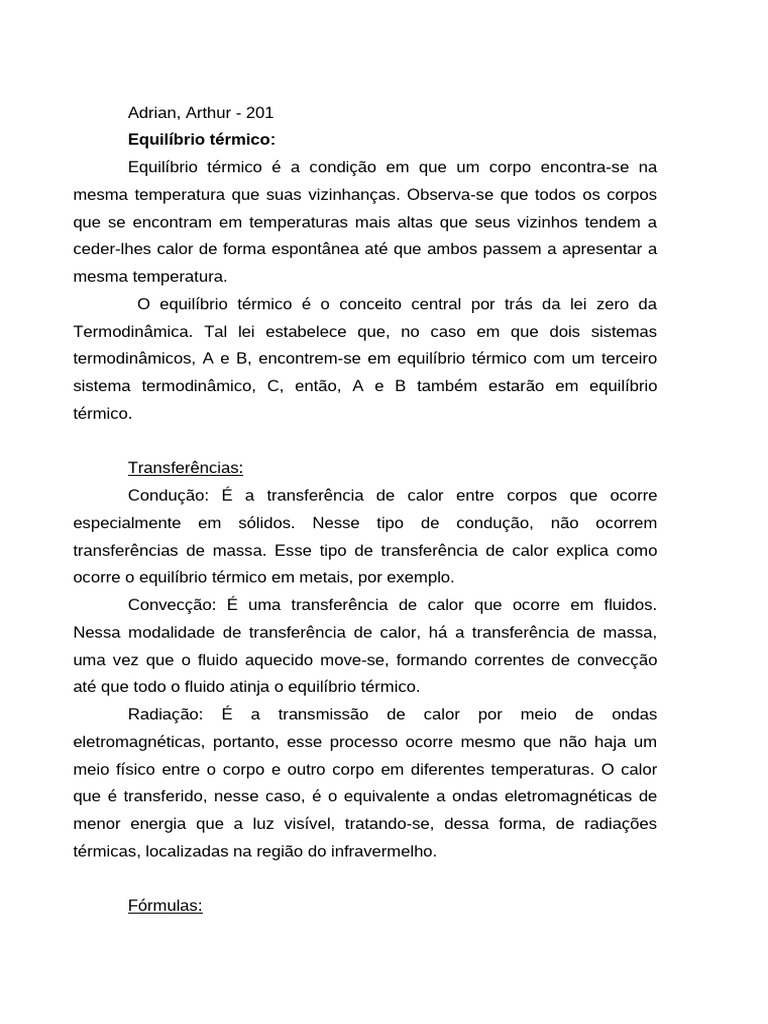 Equilíbrio Térmico-Arthur, Adrian 201 | PDF
