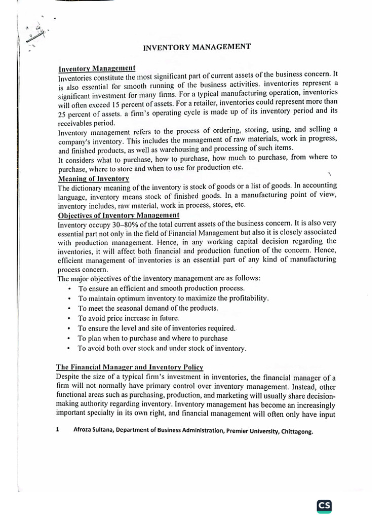 Ch-4 Inventory Management | PDF