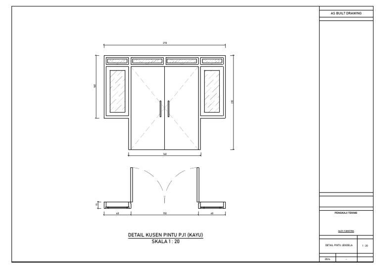 Detail Kusen Pintu Pj1 (Kayu) SKALA 1: 20: As Built Drawing | PDF