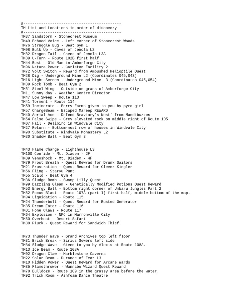 TM and Move Tutor Locations | PDF