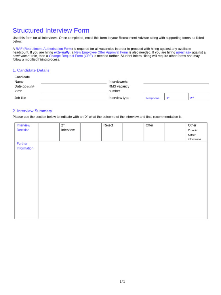 Structured Interview Form (.22) - Copy | PDF