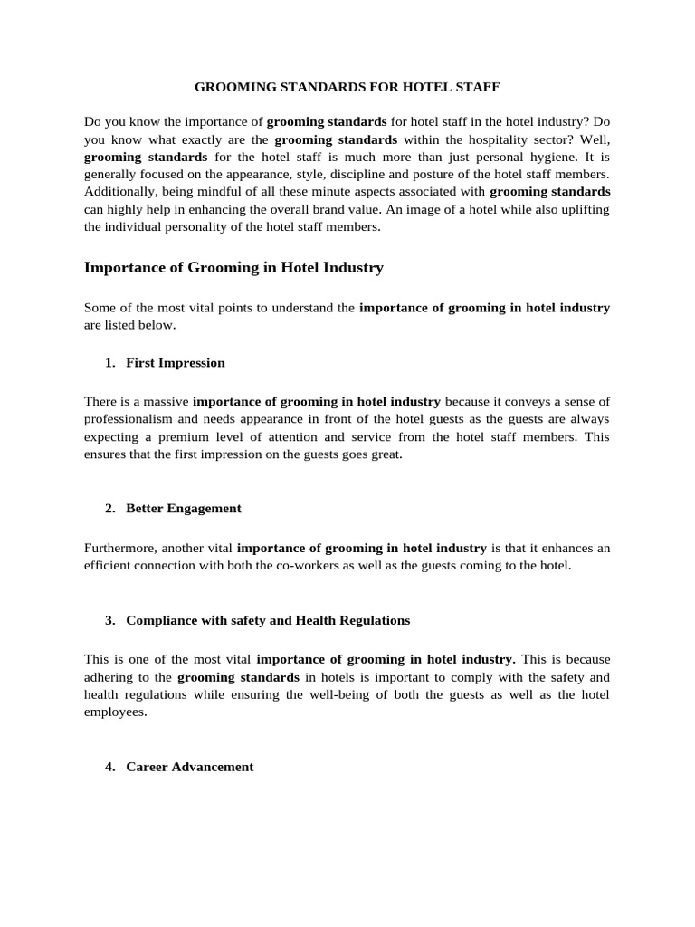 Grooming in Hotel Industry | PDF