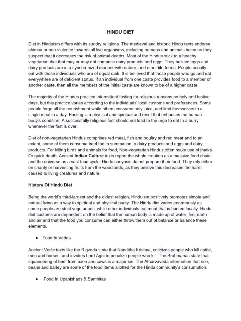 Hindu Diet | PDF