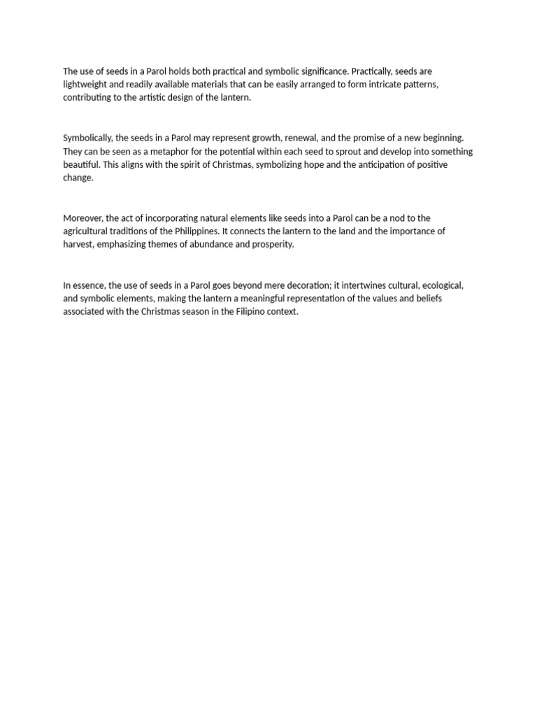 The Use of Seeds in A Parol Holds Both Practical and Symbolic ...